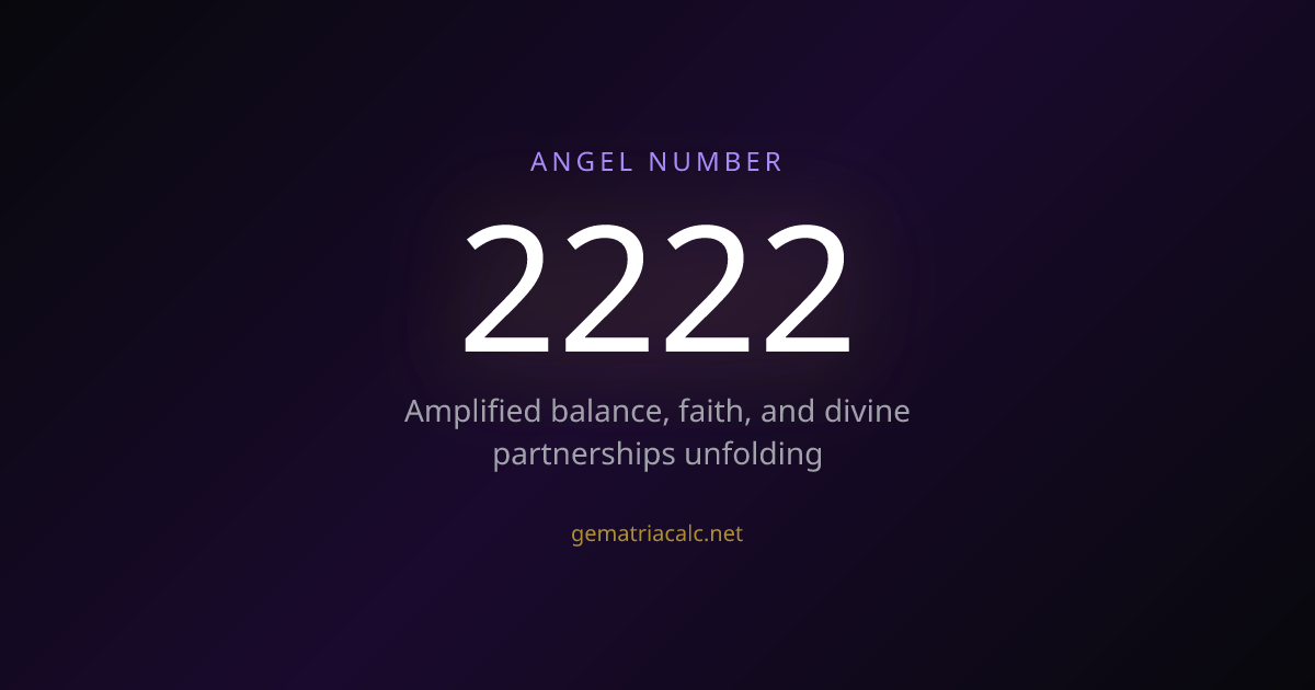 2222 Gematria Meaning — Angel Number & Hebrew Value | Gematria Calculator